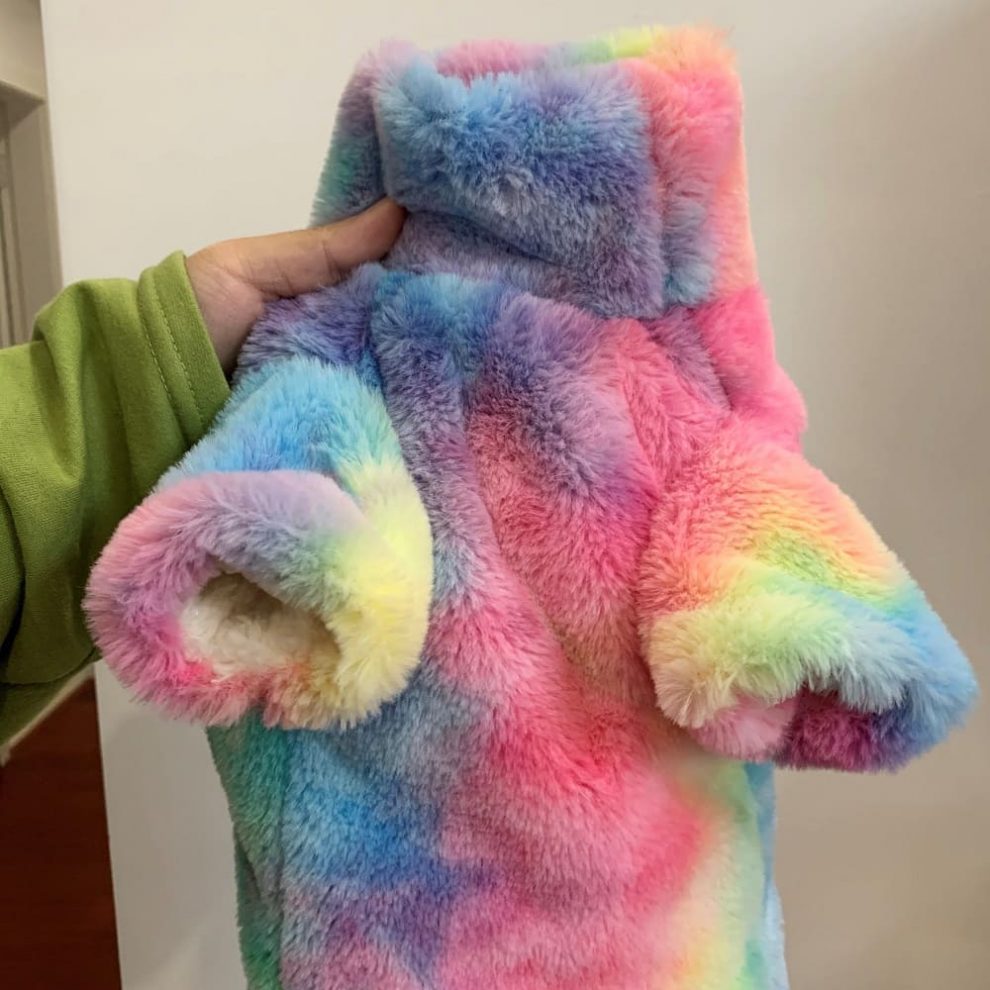 Kitty Outfits | Colorful Rainbow Coat for Cats, Cat Winter Coat